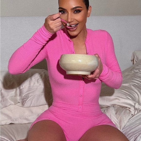 SKIMS | Pants & Jumpsuits | Skims Rare Bubblegum Soft Lounge Button Up Henley Onesie | Poshmark